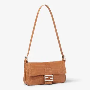 Fendi Baguette® 26424 Camel-color Brushed Crocodile Leather Bag